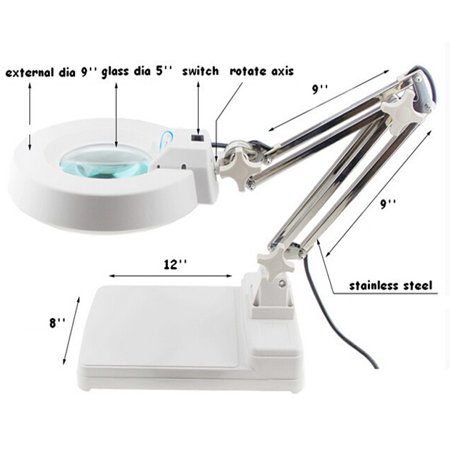 Intbuying 15X Magnifier LED Lamp Light Magnifying White Glass Lens Desk ...