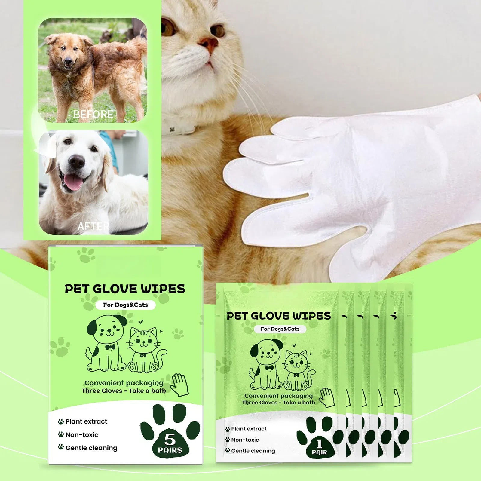 Click here for Hmpeaiiy Pet Glove Wipes For Dogs & Cats Pet Wipes... prices