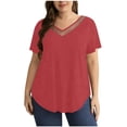 AnuYalue Womens Plus Size Tops Trendy V Neck T-Shirts Loose Fit Blouse ...