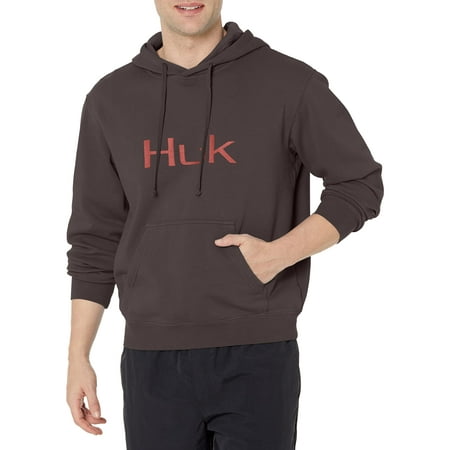 HUK Men's Standard Performance Fleece Fishing Hoodie, Logo-Volcanic Ash ...