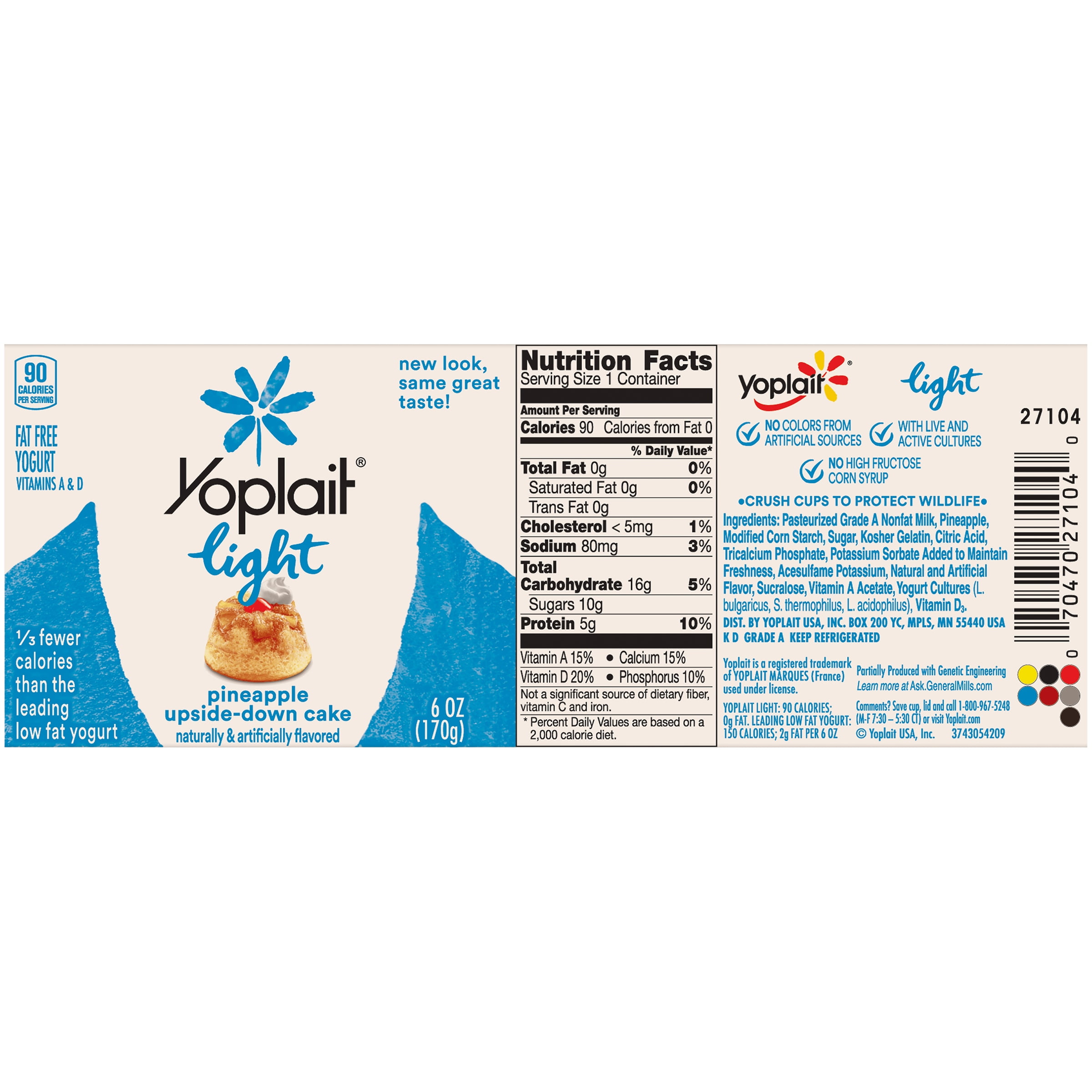 Yoplait Light Yogurt Nutrition Label