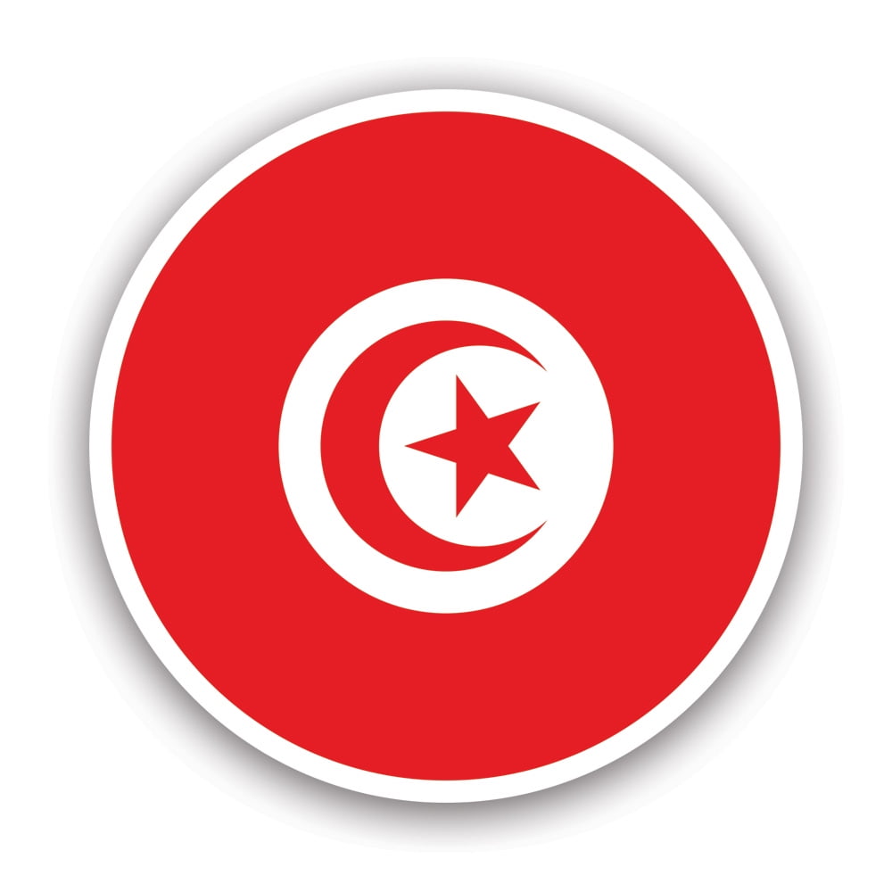 Round Tunisian Flag Sticker Decal - Self Adhesive Vinyl - Weatherproof ...
