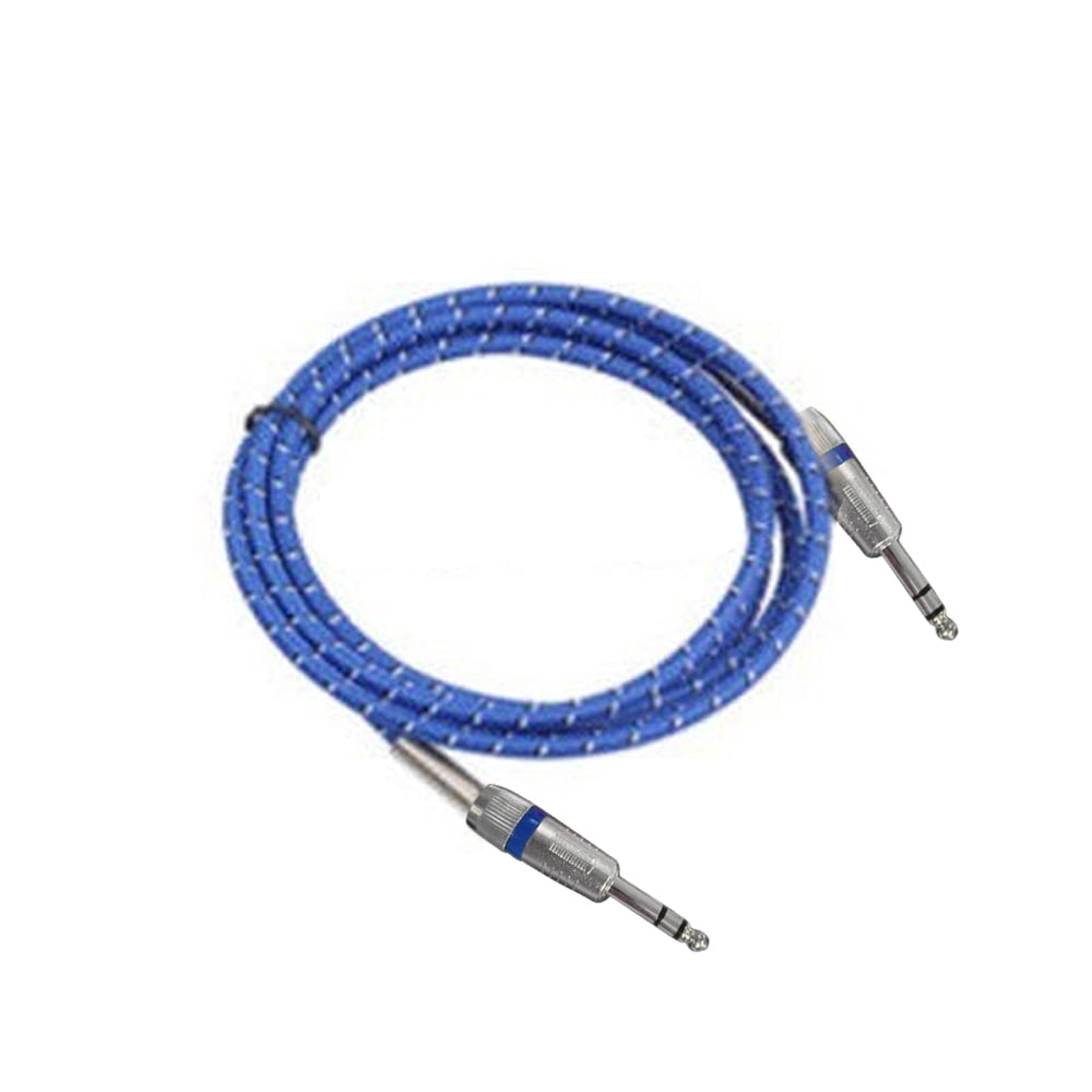 Practical 6.35mm Braided Blue Audio Cable Flexible 6.35 Jack Male to ...