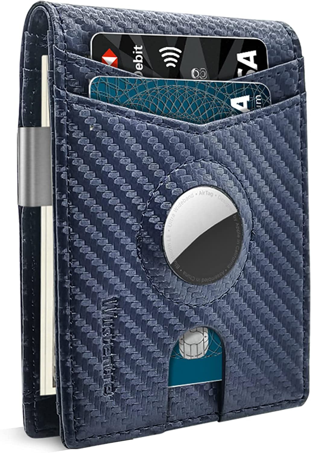 AirTag Wallet Holder with Money Clip, Air Tag Wallet, Minimalist Carbon ...