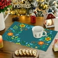 7 Piece Linen Table Runner and Placemats Set, Floral Wreath Circle ...