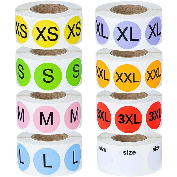 4000 Pieces Round Color Size Sticker Labels Self-Adhesive Clothing Size ...