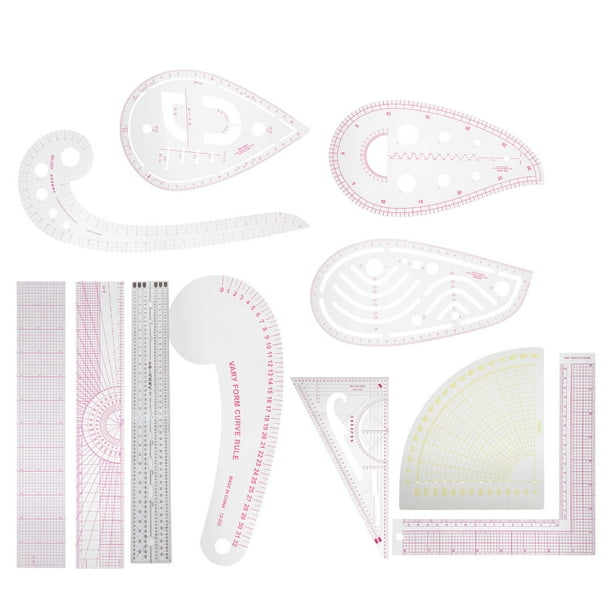 Juego de reglas de costura Regla de medición multifuncional Juego de ...