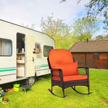 LVUYOYO Outdoor Wicker Rocking Chair All Weather Wicker Rocker Chair ...