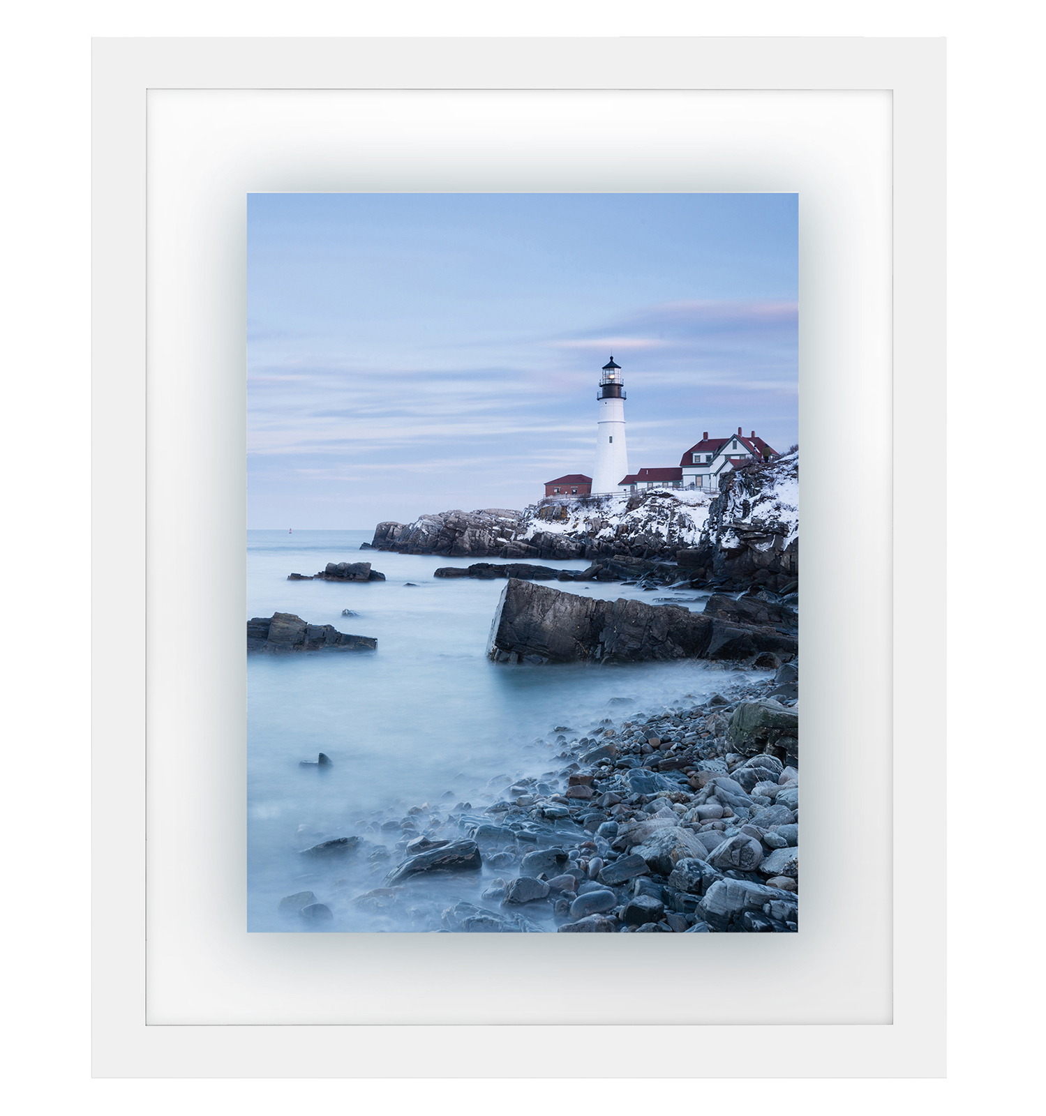 Americanflat 11x14 Floating Frame in White with Polished Glass and ...