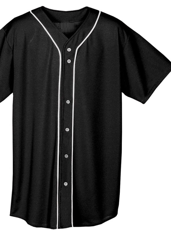 A4 Apparel N4184 Full Button Stretch Mesh Baseball Top - Black - X ...
