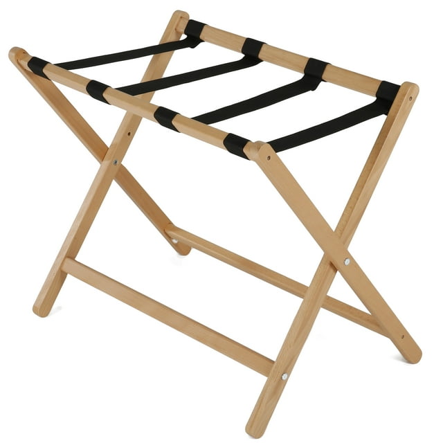 M&T Displays Beech Wood Folding Luggage Rack with Woolen Strips for ...