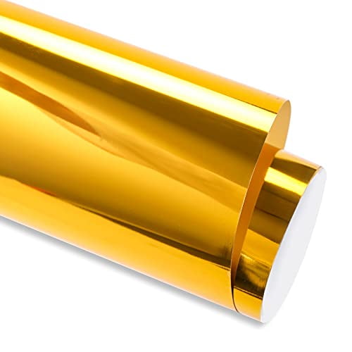 GIRAFVINYL Chrome Gold Vinyl,Metallic Permanent Adhesive Vinyl Roll for ...