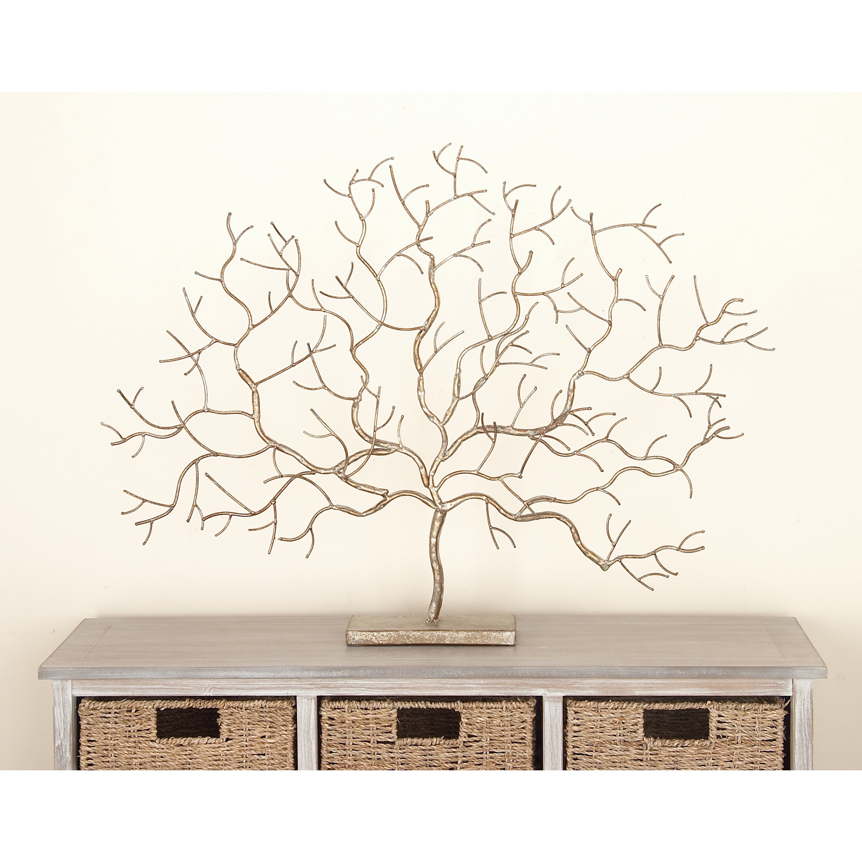 32" x 24" Silver Metal Tree Sculpture, by DecMode - Walmart.com