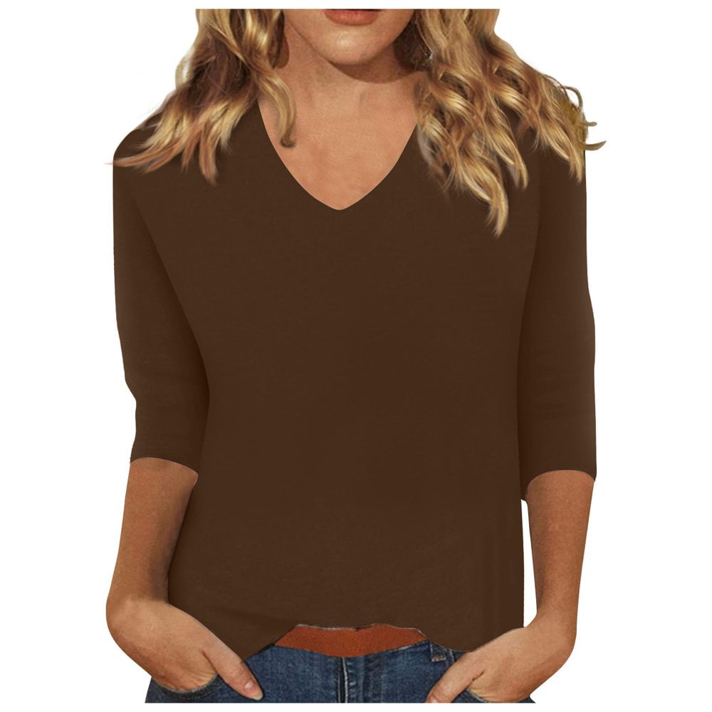 Click here for Chuank Womens 3/4 Length Sleeve Tops Plus Size V N... prices