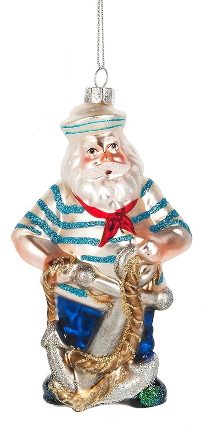 Nautical Sailor Santa Christmas Holiday Ornament Glass - Walmart.com