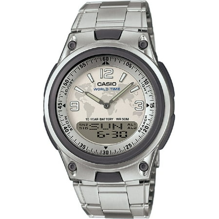 Casio AW?80D?7A2 Data Bank Analog Digital Stainless Steel Watch ...