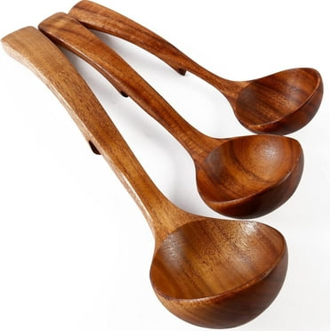AOKIWO 6-Piece Teak Wooden Utensils for Cooking - Soft Grip Wood Spoons ...