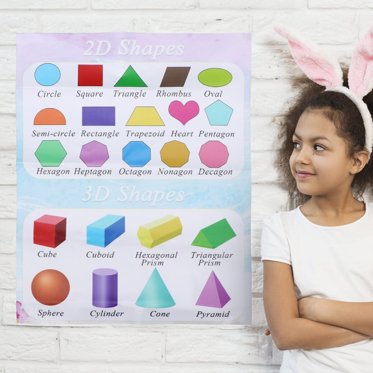 2d And 3d Shapes Educational Chart Poster 13x19 2 D And 3 D Shapes