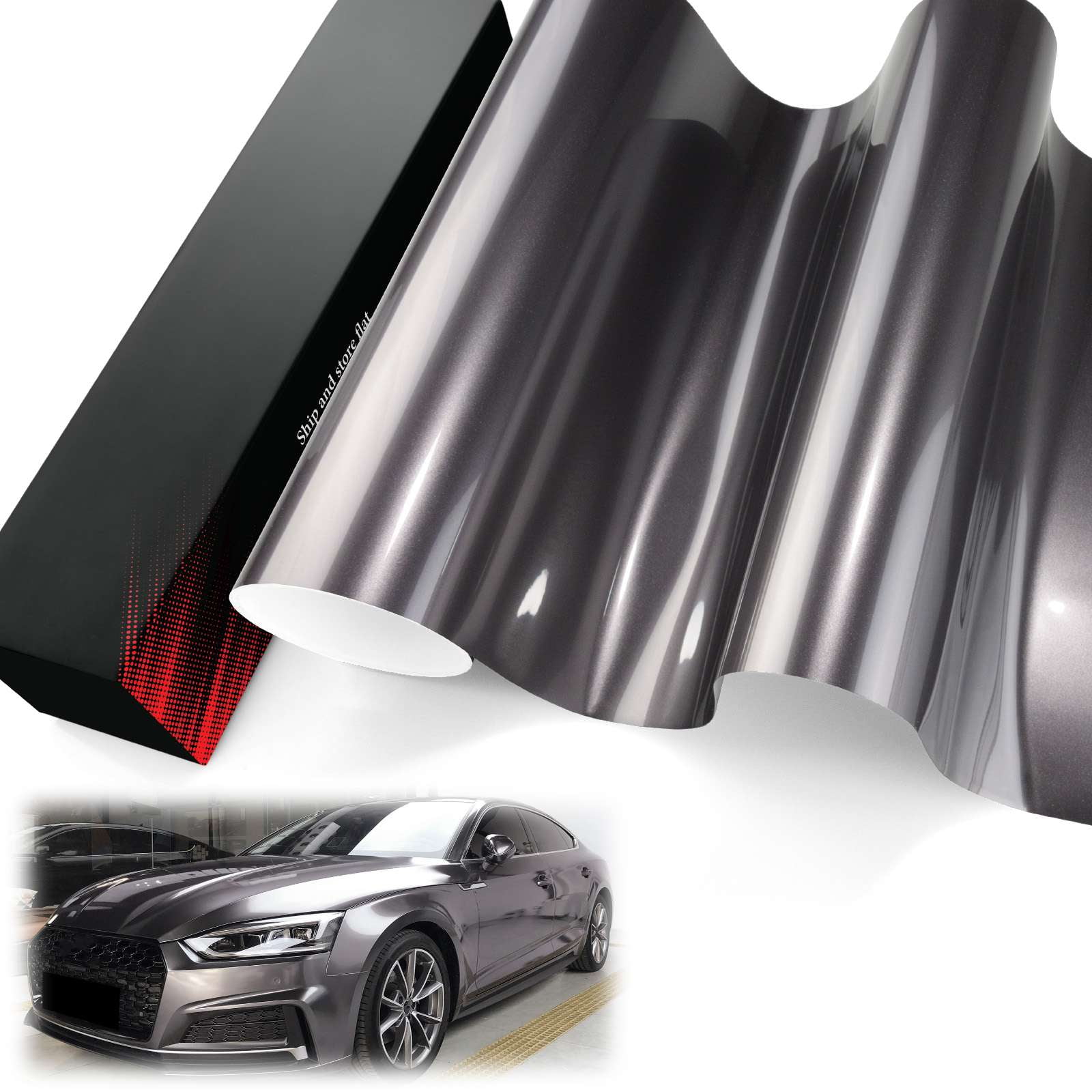 PET Liner Vinyl Super Gloss Metallic Chronos Gray Automotive Wrap Car ...
