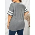 Aleumdr Women V Neck T Shirts Stripe Trim Short Sleeve Loose Fit