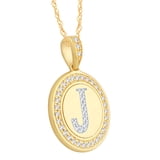 10K Gold Alphabet 'J' Disc Pendant 0.22 CTW with 18 in. Chain - Walmart.com
