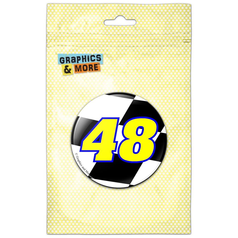 Number 48 Checkered Flag Racing Refrigerator Button Magnet - Walmart.com