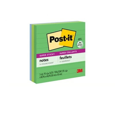 Notes-Post-It, Super Sticky 4X4 Lined Oasis Recycled | Walmart Canada
