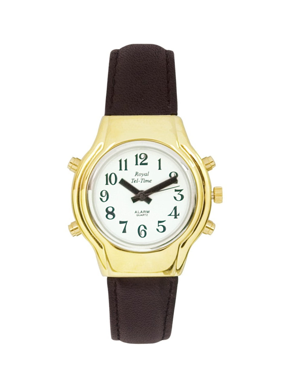 Ladies Talking Watch - White Dial - Black Leather Band - Walmart.com