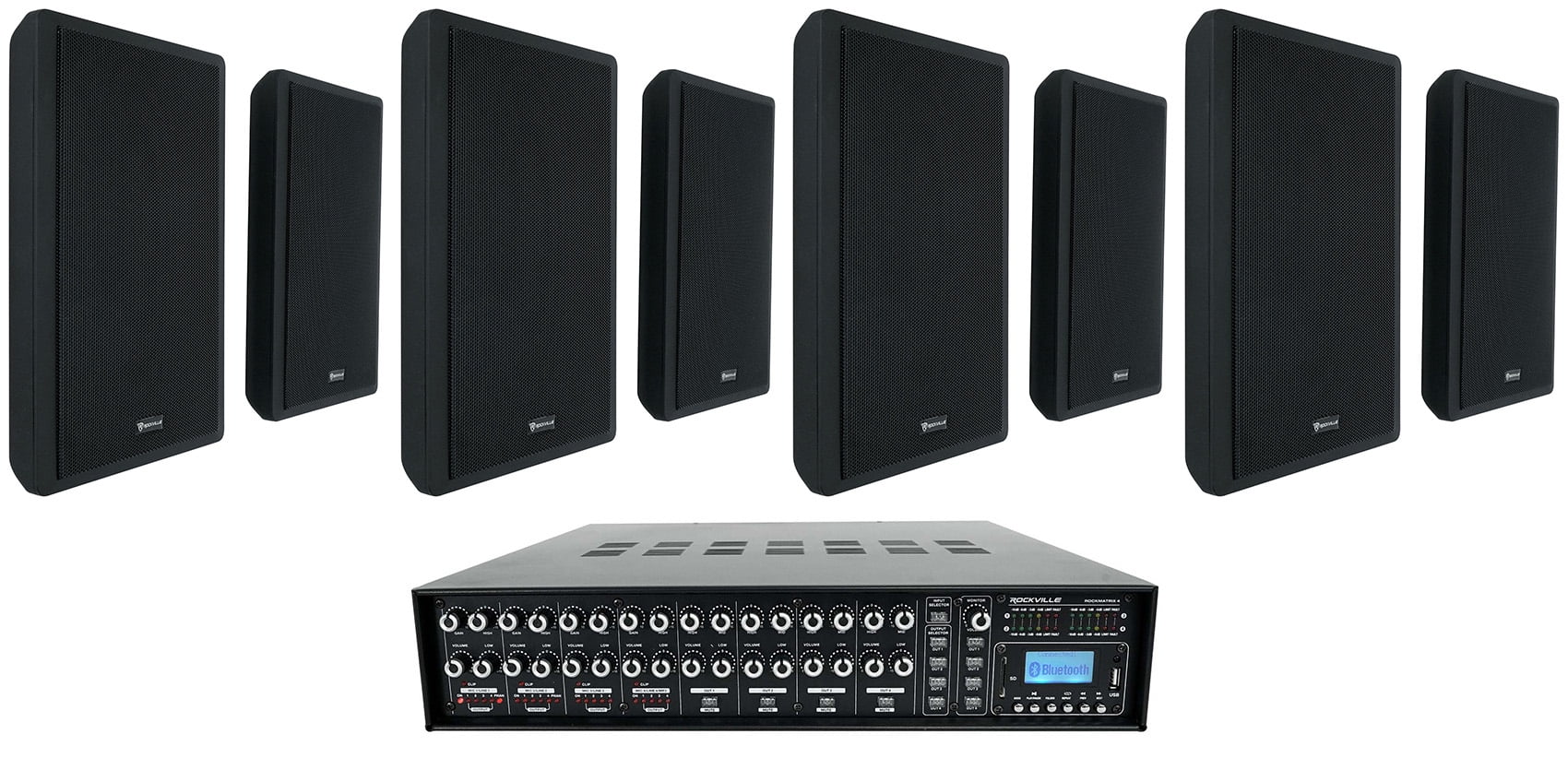 Rockville ROCK MATRIX Multi Room Home Receiver+8) 5.25" Slim Black Wall ...