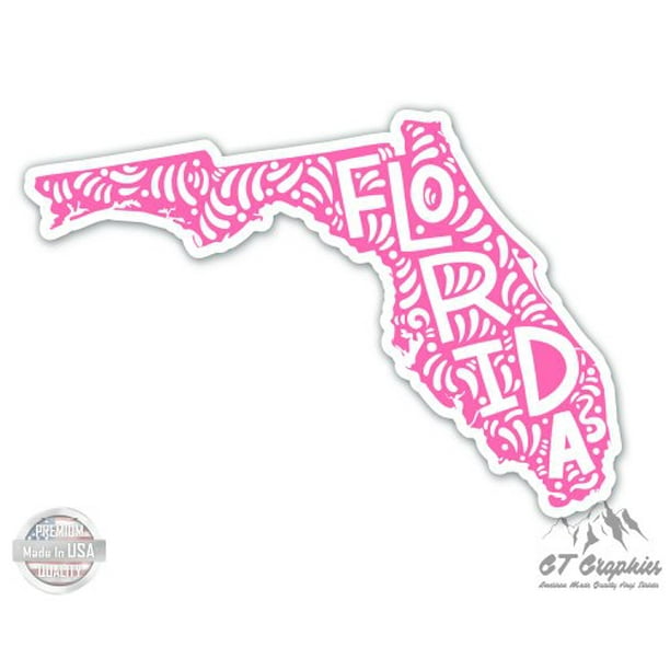 Florida Shape Cute Letters Native Local - 5" Vinyl Sticker - For Car ...