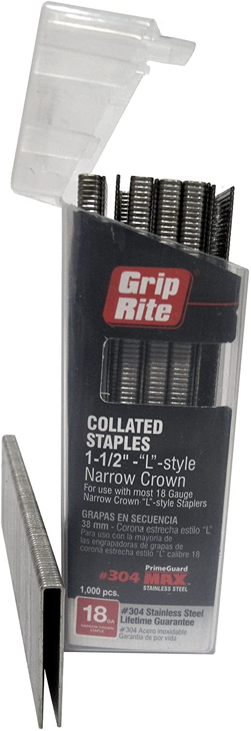 Grip Rite Prime Guard MAXB64889 18-Gauge 1/4" Narrow Crown by 1-1/2 ...