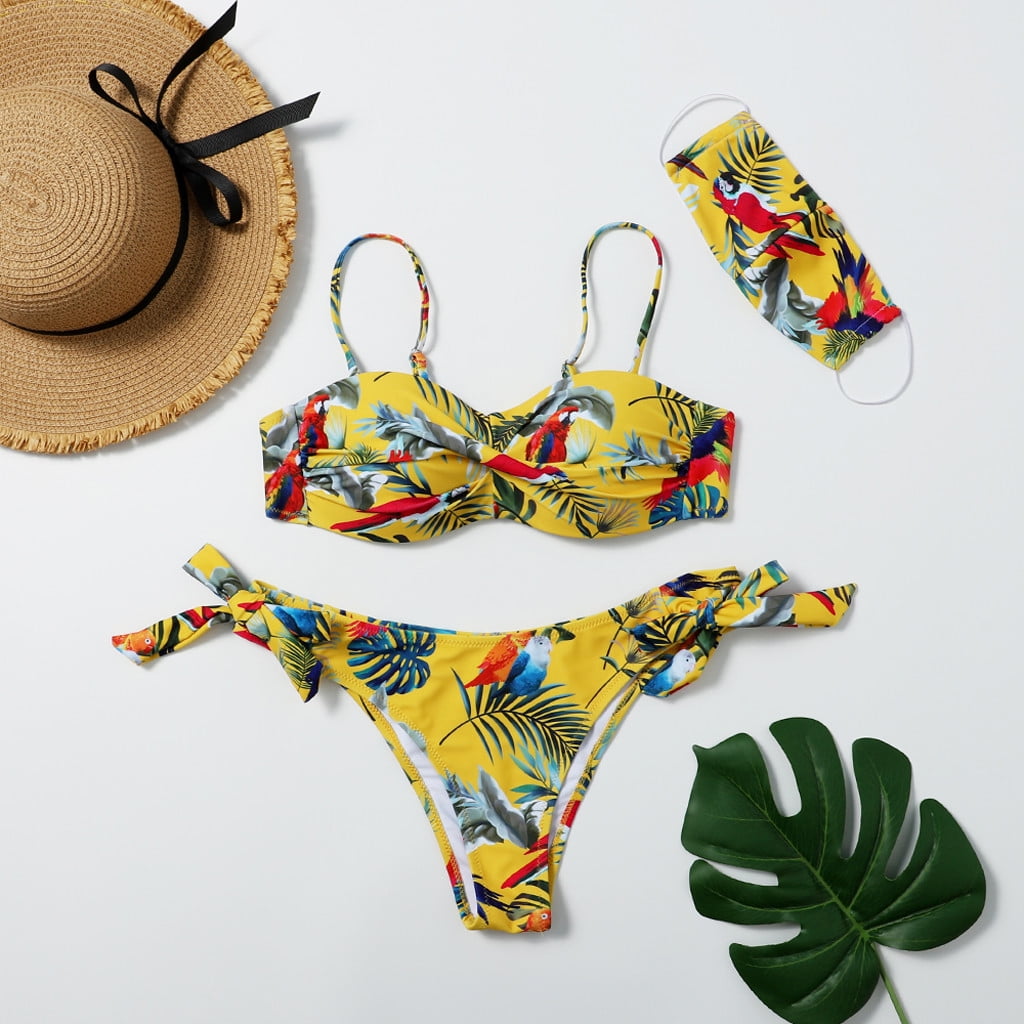 HIMIWAY 3PCS Women Push-Up Padded Mask Swimsuit Trikini Swimwear Top ...