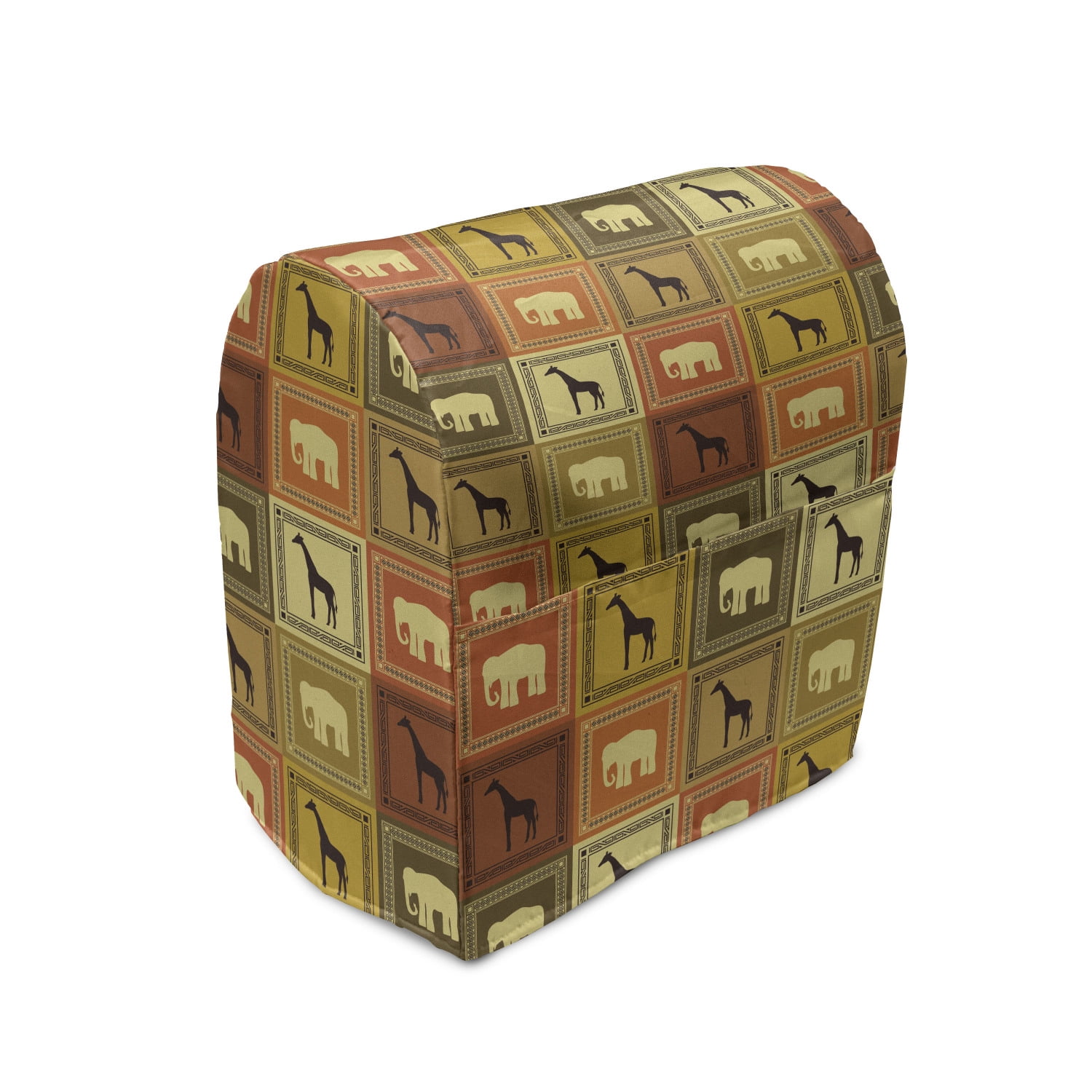 African Stand Mixer Cover, Savanna Elephants Cape Giraffes in Ornate ...