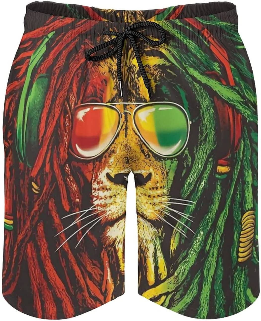 Men's Rasta Lion Swim Trunks Quick Dry Beach Pants Board Shorts Bathing ...