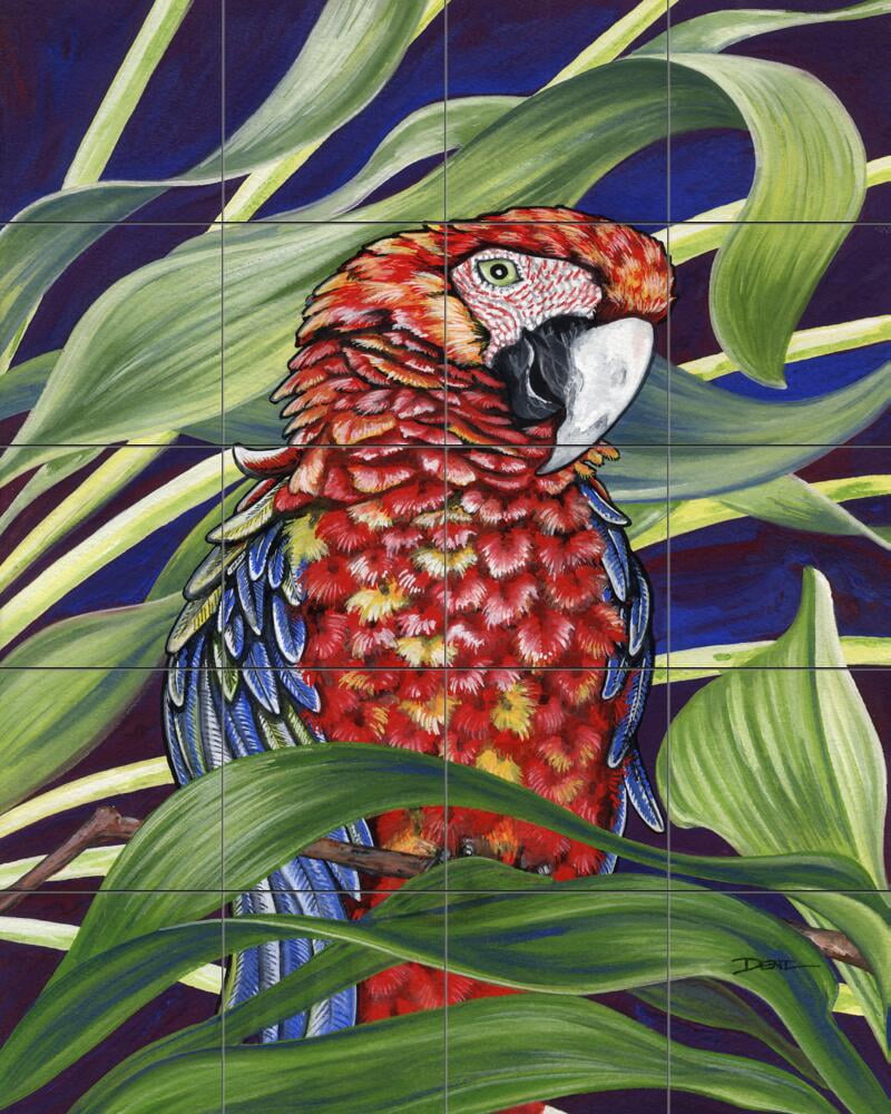 Tile Mural Kitchen Backsplash - Scarlet Macaw-DF - by Denise Freeman ...