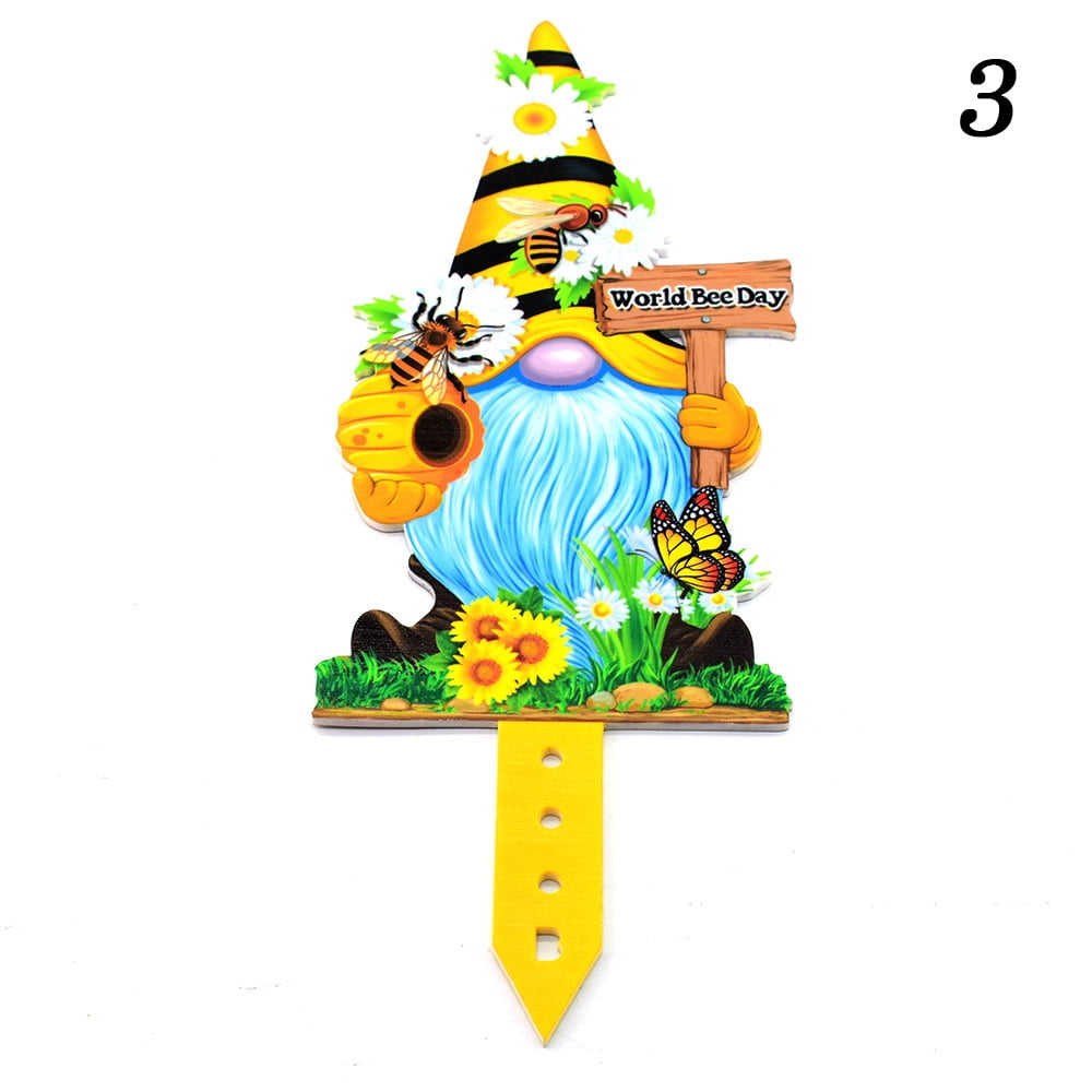 Colorful Gnome Dwarf Bee Flowers in The Garden Decorative Garden Fence ...
