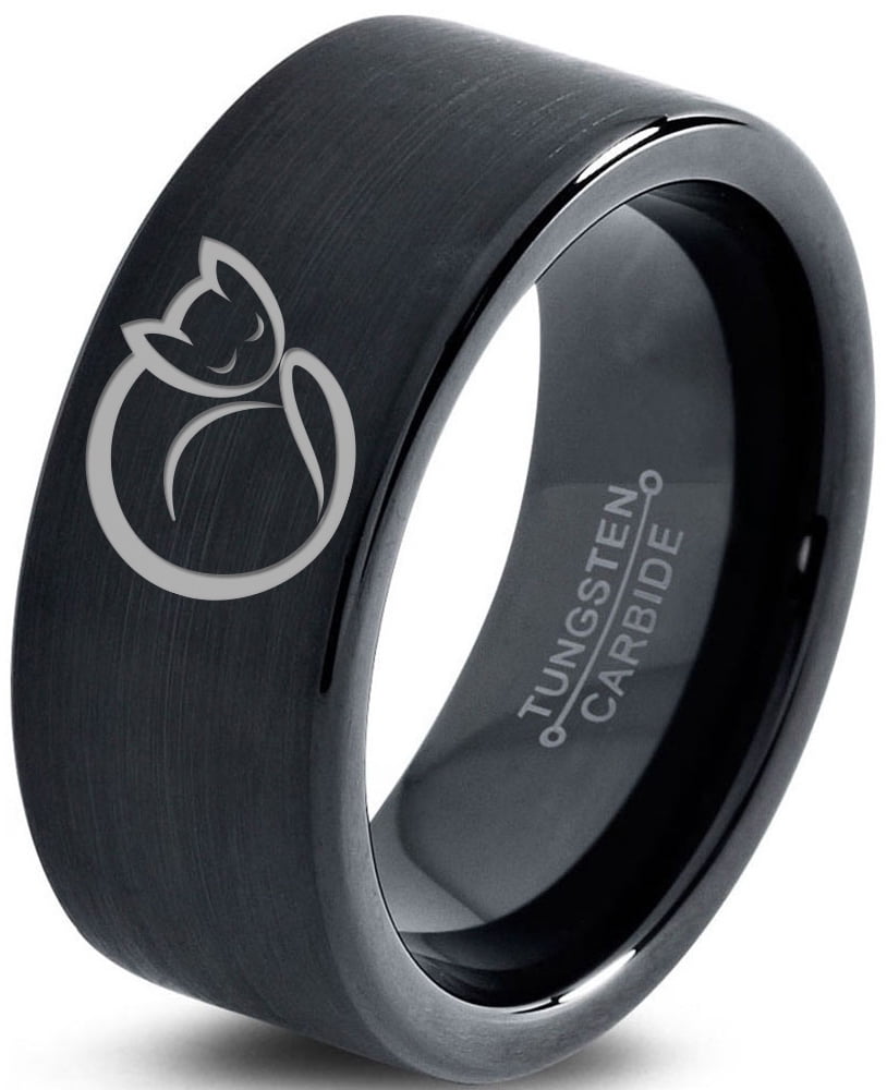 Tungsten Cat Love Cats Lover Kitten Kitty Feline Band Ring 9mm Men ...