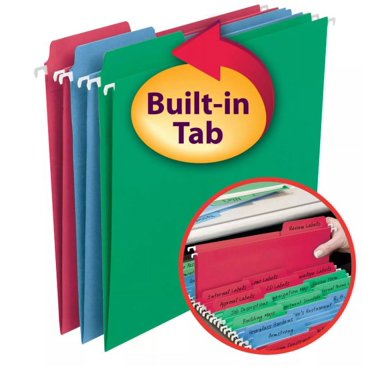 Staples Colorful Office Supplies: Yellow Hanging File Folders, 5-Tab ...