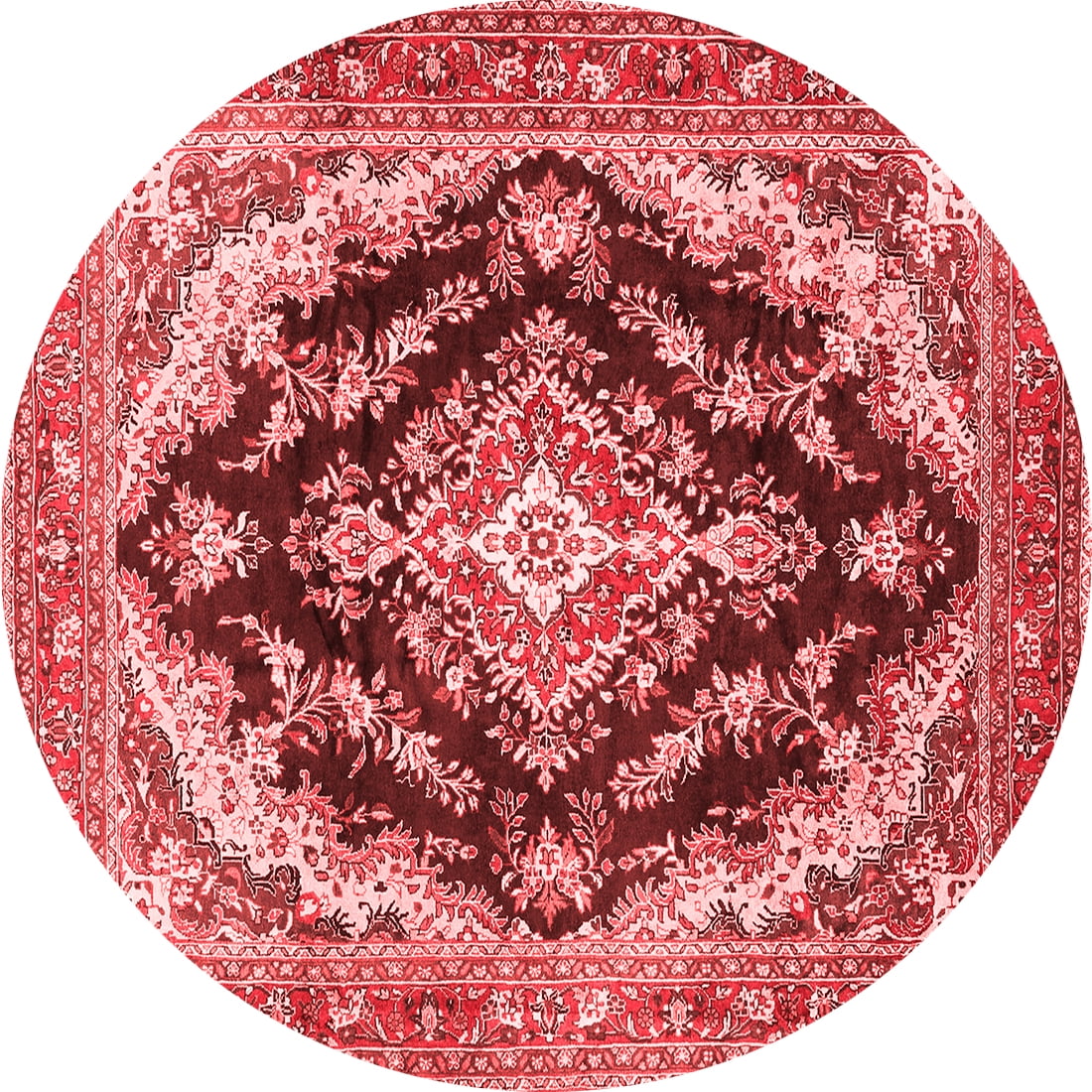 Ahgly Company Indoor Round Medallion Red Traditional Area Rugs, 5 ...