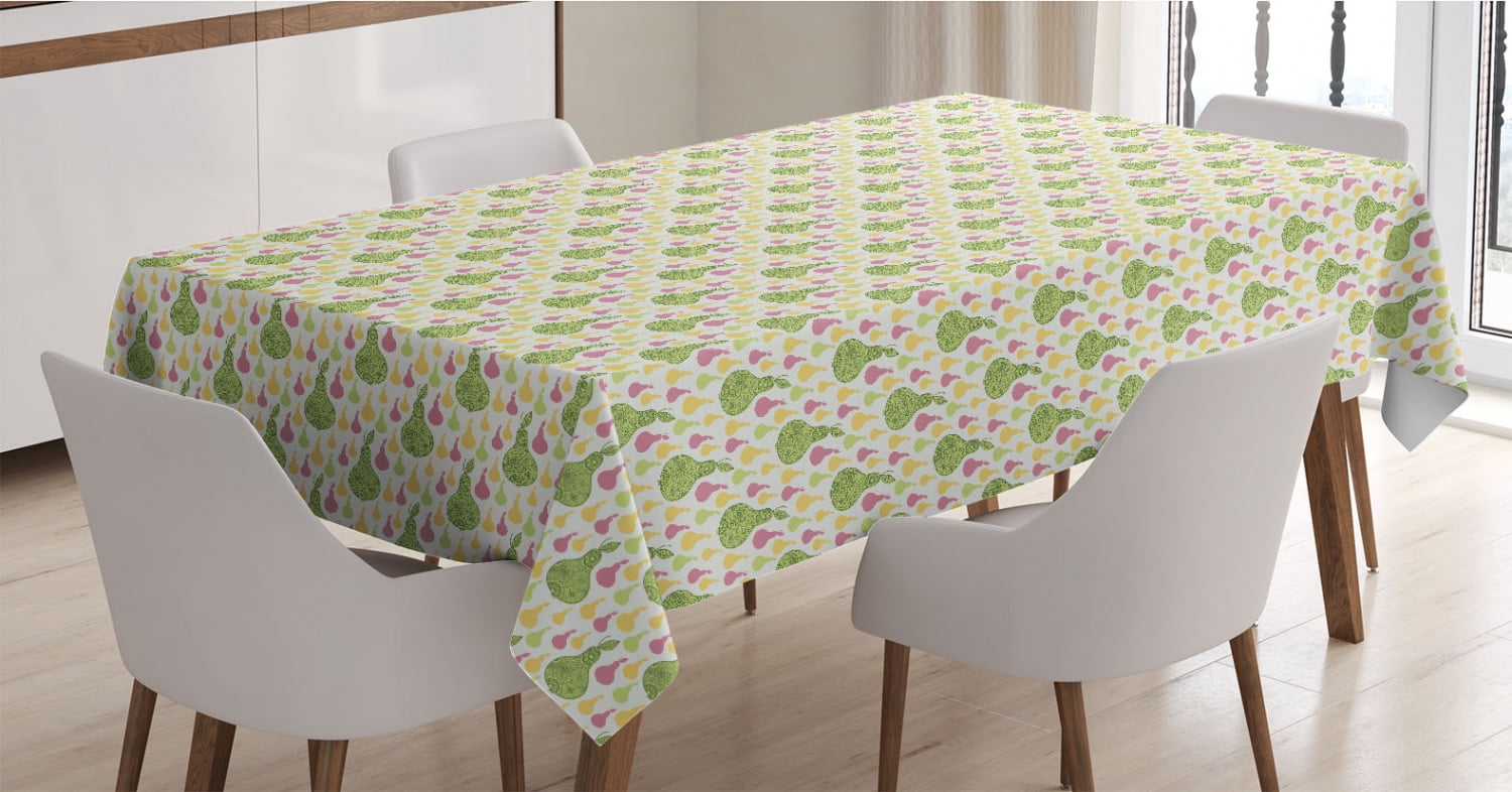 Fruit Tablecloth, Zentangle Patterned Pears and Silhouettes Pop Kitchen ...
