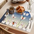 Cute Rabbit Cotton Linen Placemats Set of 12, Japanese Style Bunny Blue ...
