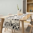 Vintage Sketch Farm Barn Cow Tractor Table Runner, Rustic Farmhouse ...