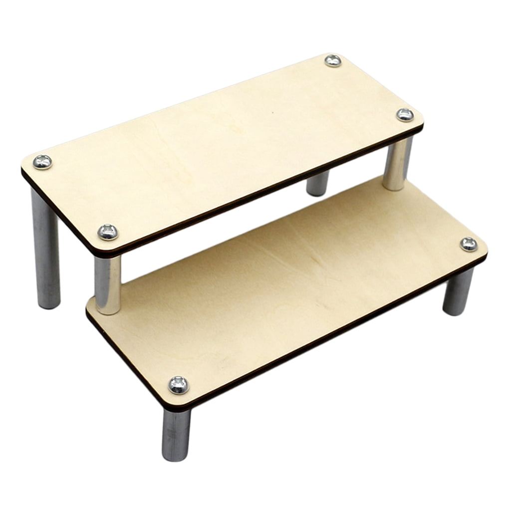 Wood Rack Makeup Cosmetics Figure Holder Ladder Perfume Shelf 2 Layer ...