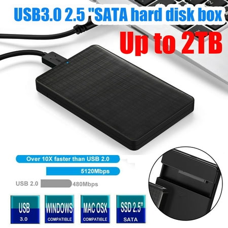 2TB USB 3.0 Portable External Hard Drive Enclosure SATA Storage Devices ...