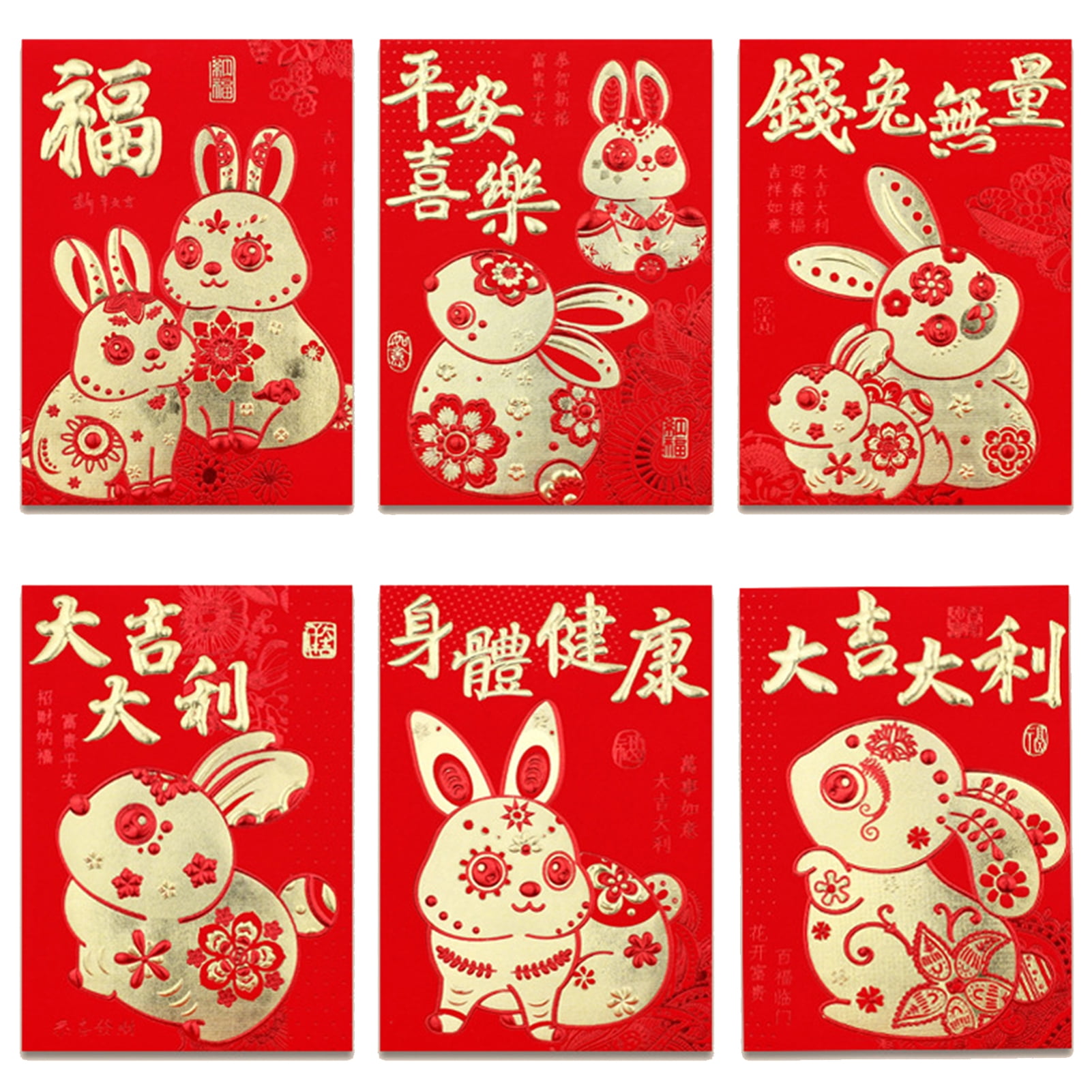 30Pcs Red Envelopes with Blessing Words 2023 New Year Rabbit Zodiac ...