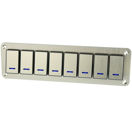 8 Gang Rocker Switch Panel 5 Pin Pre-Wired Toggle Switch Aluminum Alloy ...