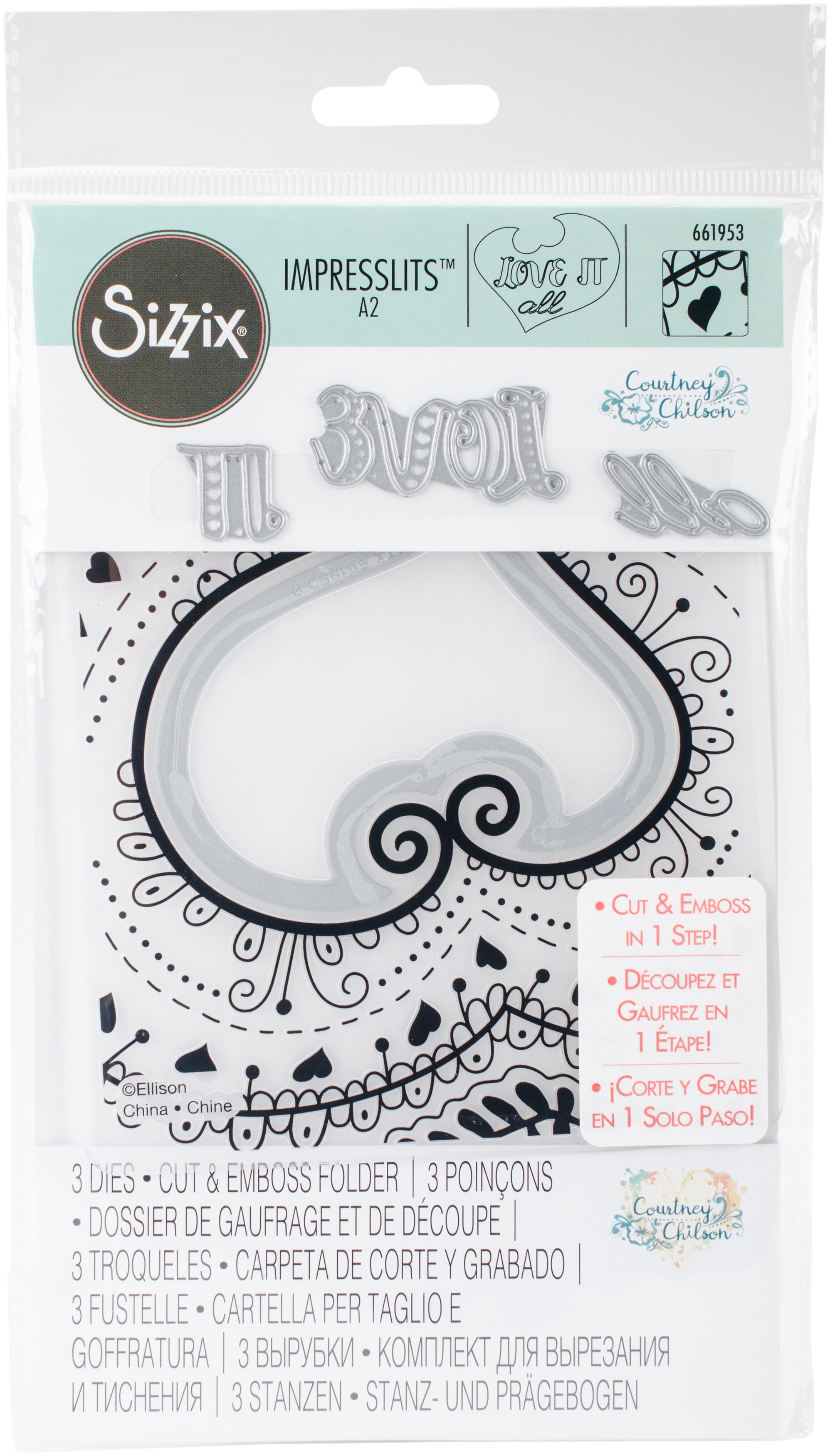 Sizzix Impresslits Embossing Folder By Courtney Chilson-Bohemian Heart ...