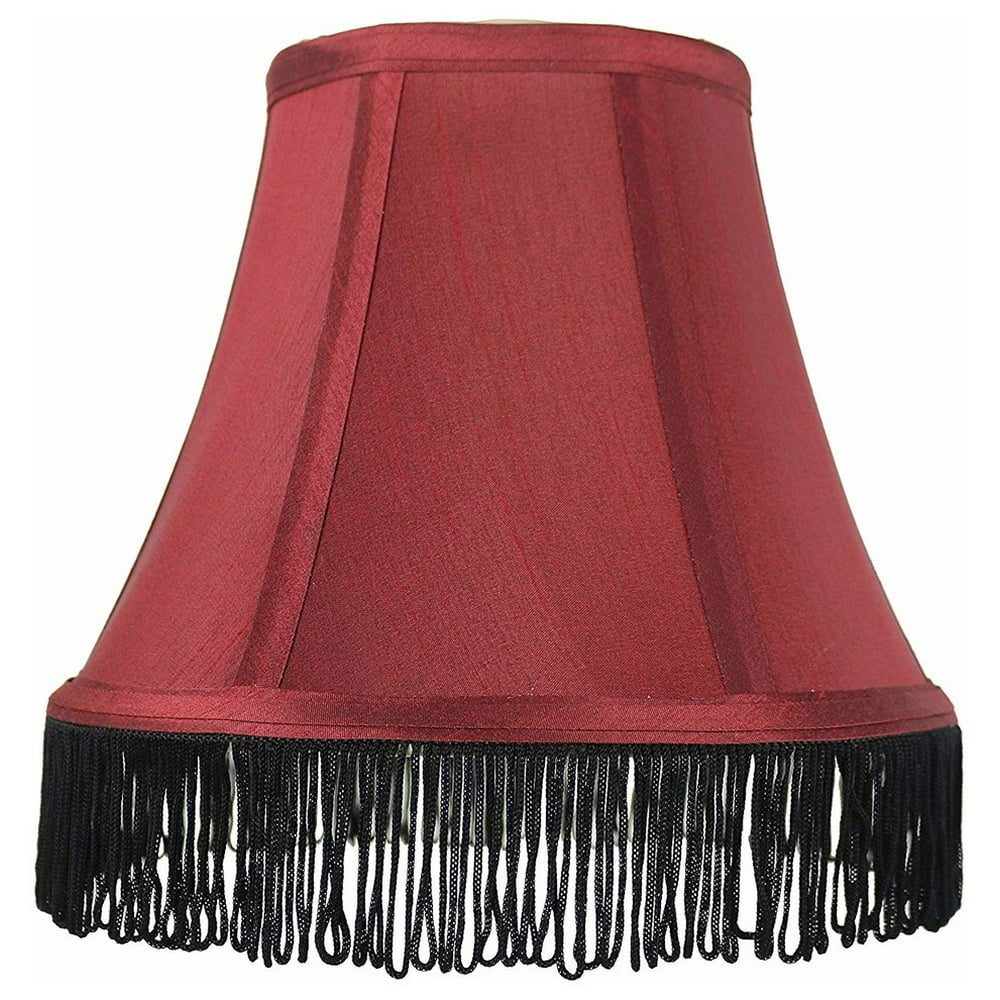 Urbanest Silk Bell Lamp Shade, 5x9x7", Burgundy With Black Fringe ...
