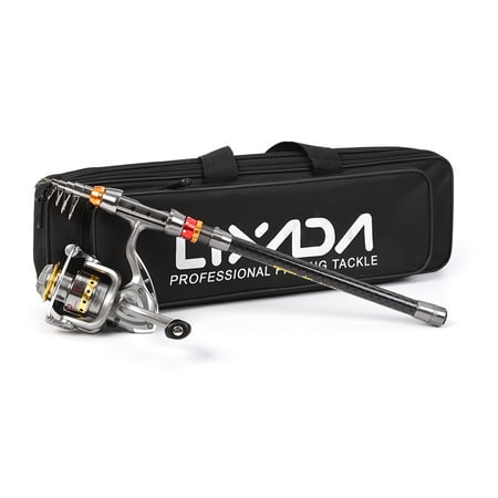 Lixada Telescopic Fishing Rod and Reel Combo Full Kit Carbon Fiber ...