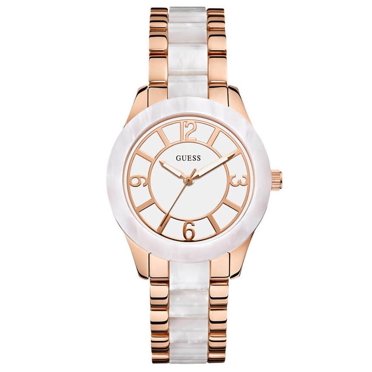 GUESS Women's W0468L1 Rose Gold-Tone Watch - Brown Dial - Walmart.com